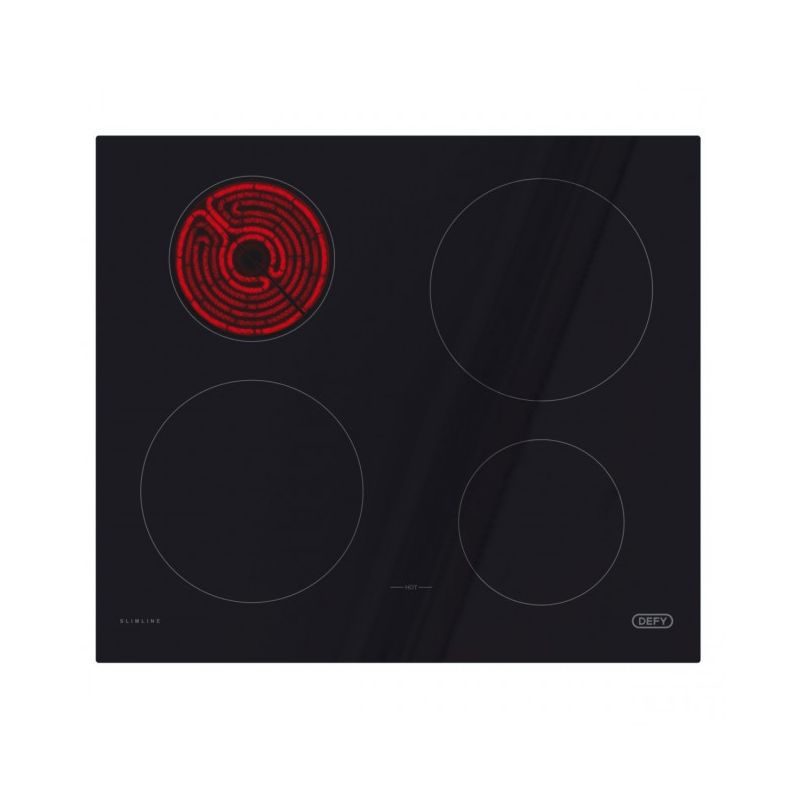 Defy DHD409 600mm Black 4 Plate Vitroceramic Hob