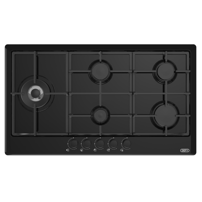 Defy DHG128 900mm Black 5 Plate Gas Hob