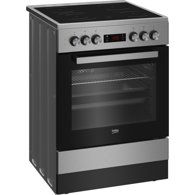 Beko 60cm Stainless Steel Multifunction Vitroceramic Freestanding ...